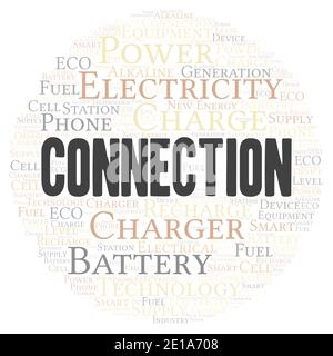 Connection typography word cloud create with text only Stock Photo - Alamy