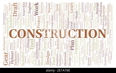 Construction typography word cloud create with text only Stock Photo ...