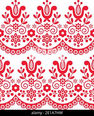 Retro polish folk art vector design elements with flowers perfect for ...