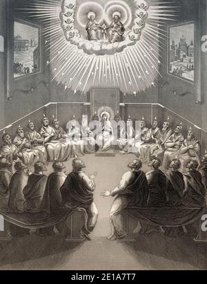 Bible Story Illustration of The Descent of the Spirit (Acts2;2-3) by ...