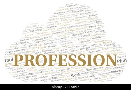 Profession typography word cloud create with text only Stock Photo - Alamy