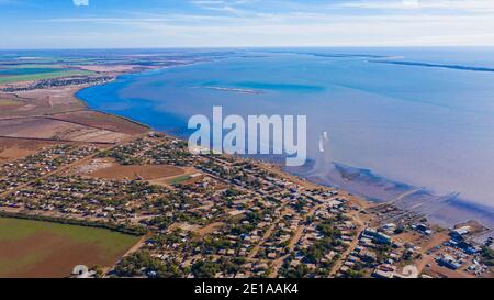 Aerial view of the community Paredón Colorado or also called Paredón ...