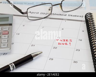 Close up April 2021 Calendar desk for organizer to plan and reminder on ...