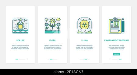 Environmental protection onboarding mobile app page screen set Stock ...
