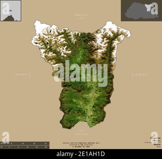 Lhuentse, district of Bhutan. High resolution satellite map. Locations ...