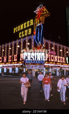 Iconic cowboy neon sign at the Pioneer Club Casino on Fremont Street in ...