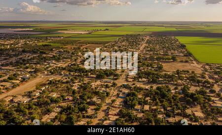 Aerial view of the town Marte R Gómez or also called Tobarito, is an ...