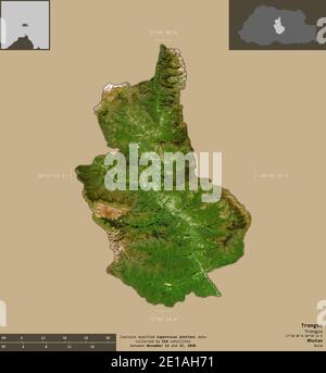 Trongsa, district of Bhutan. High resolution satellite map. Locations ...