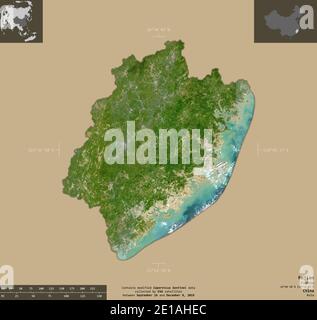 Fujian, province of China. High resolution satellite map. Locations of ...