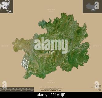 Guizhou, province of China. High resolution satellite map. Locations ...