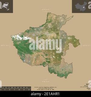 Henan, province of China. High resolution satellite map. Corner ...