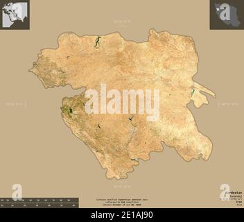 Kordestan, province of Iran. High resolution satellite map. Locations ...