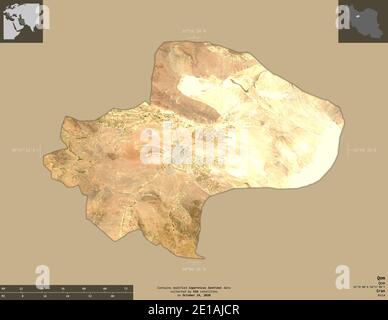 Qom, province of Iran. High resolution satellite map. Locations of ...
