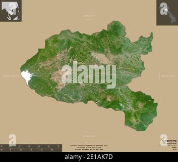 Xiangkhoang, province of Laos. High resolution satellite map. Locations ...