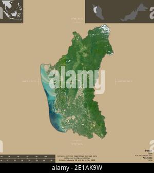 Perak, state of Malaysia. High resolution satellite map. Locations of ...