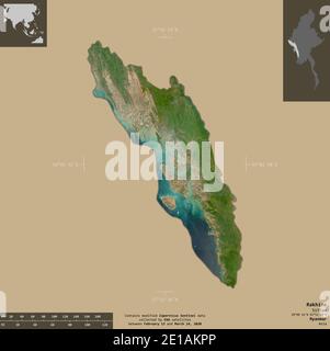 Rakhine, state of Myanmar. High resolution satellite map Stock Photo ...