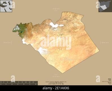 Hims, province of Syria. High resolution satellite map. Locations and ...