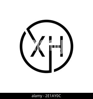 XH X H letter logo design. Initial letter XH linked circle uppercase ...
