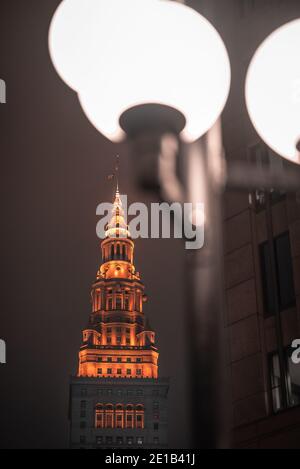 Orange Terminal Tower for the Browns Playoffs Cleveland Ohio Stock ...