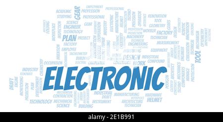 Electronic typography word cloud create with text only Stock Photo - Alamy