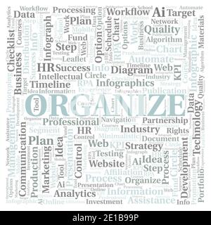 Organize typography word cloud create with text only Stock Photo - Alamy
