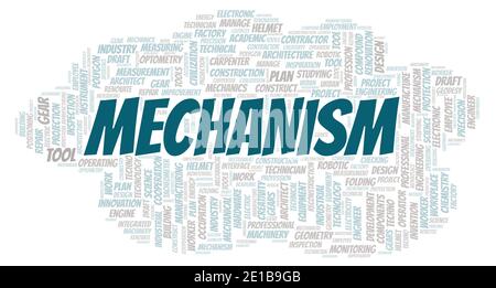 Mechanism typography word cloud create with text only Stock Photo - Alamy