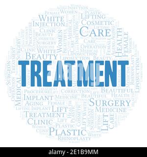 Treatment typography word cloud create with text only Stock Photo - Alamy