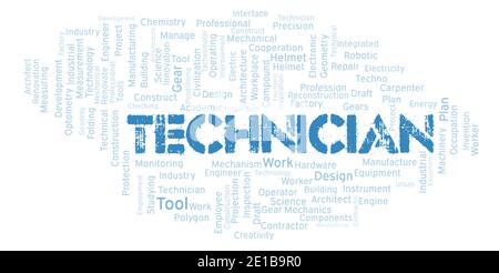 Technician typography word cloud create with text only Stock Photo - Alamy