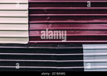 Detail of Metal decking sheet and iron beam on construction site. Floor ...