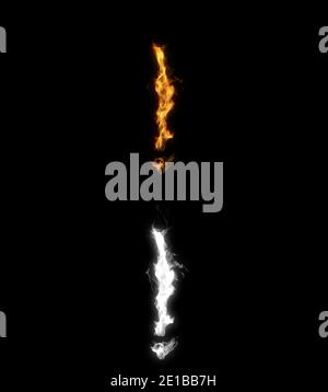 Exclamation point glowing 3D symbol, card template. Realistic ...