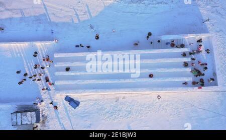 An aerial view of the 60,000 square meters ice-skating rink which is ...