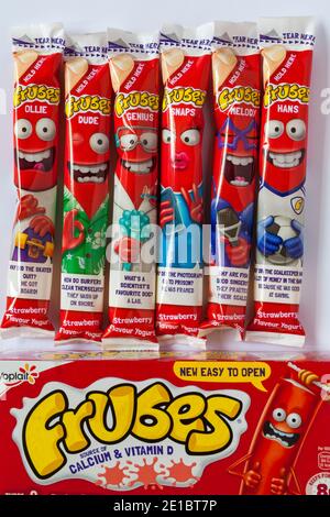 Tubes of Yoplait Frubes, fromage frais in a tube yoghurt yogurt ...