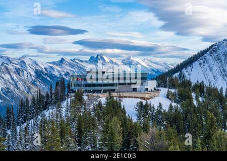aerial view of the Canadian Rockies along Continental Divide in Banff ...