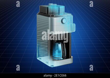 Visualization 3d cad model of coffeemaker or coffee machine retro ...