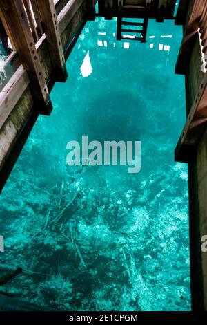 A view of Kitch-iti-kipi, Michigan's largest natural freshwater spring ...