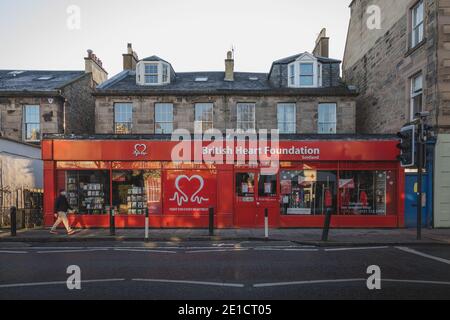Edinburgh Scotland January 6 2021 The British Heart Foundation shopfront at Raeburn Place in Edinburgh Scotland one of many charity shops in the Stock Photo Alamy