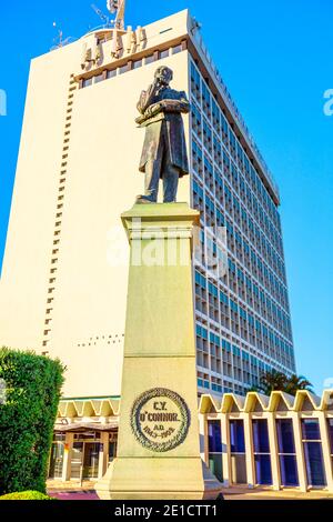 Statue of C. Y. O'Connor in the port of Fremantle, Western Australia ...