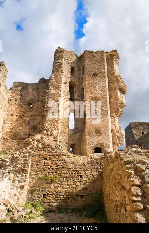 Ruin of Saissac castle in France one of the cathar castles Stock Photo ...