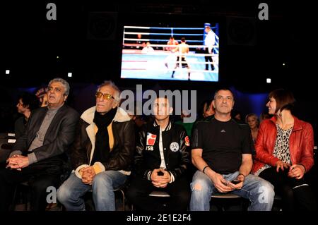 Enrico Macias, Gerard Darmon, Brahim Asloum during the boxing World ...