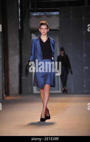 A model displays a creation designed by Marco Zanini for Rochas Fall ...