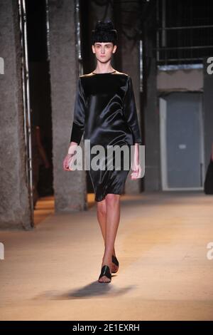 A model displays a creation designed by Marco Zanini for Rochas Fall ...