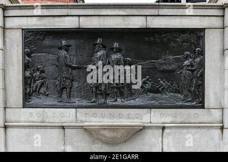 The Founders Memorial, also known as Founding of Boston, is a 1930 ...
