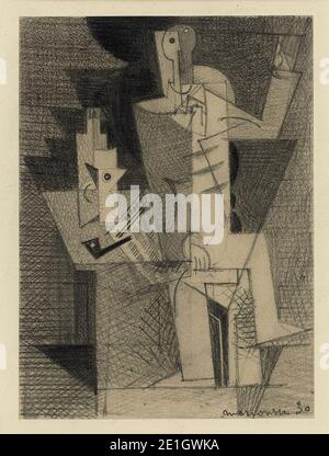 'Homme … la pipe' by Louis Marcoussis (1930) is a Cubist portrait of a ...