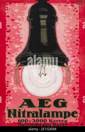 Louis Oppenheim, AEG Nitralampe, 1913, poster stamp, 5.2 by 3.6 cm ...