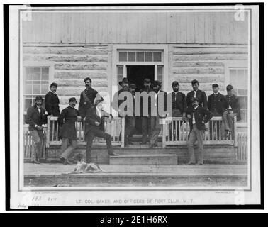 Lt. Col. Baker and officers of Fort Ellis, Montana (posed in front of ...