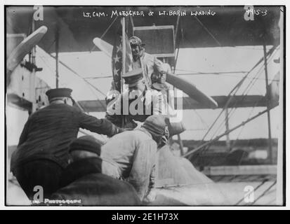 Lt. Com. Mitscher & Lt. Barin Landing, Photograph shows Marc Andrew ...