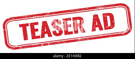 TEASER AD text on red round grungy texture stamp Stock Photo - Alamy