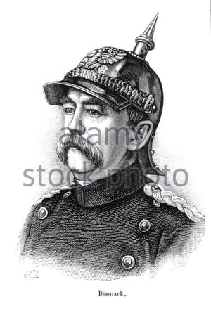 Drawing of the German statesman Otto von Bismarck. Bismarck was ...