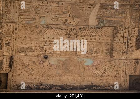 Edfu. One of the finely decorated ceiling soffit's at the 200BC Temple ...