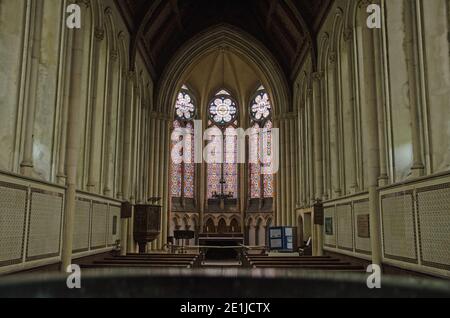 Gothic window in St Mary. Church at Marlston, Hermitage, Newbury, Berks ...